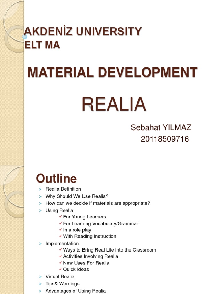 Effective Use of Realia in ESL Teaching | PDF | English As A Second Or ...