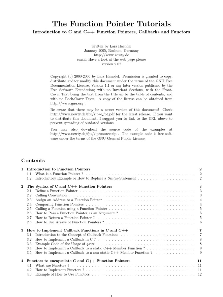 The Function Pointer Tutorials Pdf