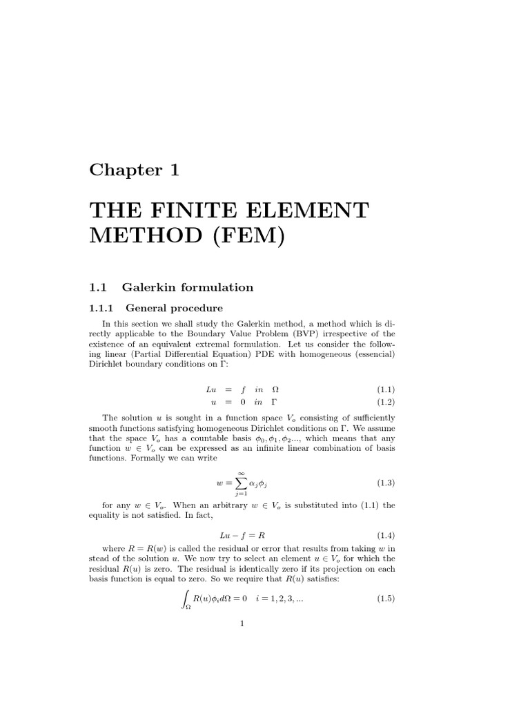 The Finite Element Method (Fem) : 1.1 Galerkin Formulation | PDF | Finite Element Method | Basis ...