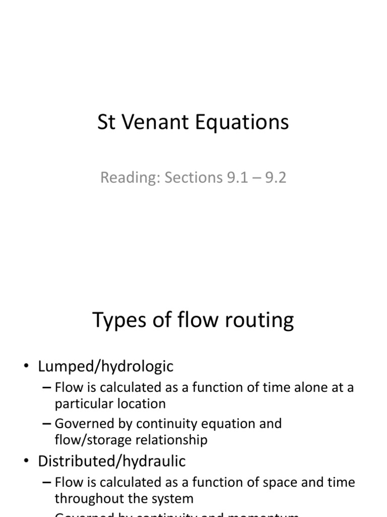 ST Venant Equations | PDF | Fluid Dynamics | Force