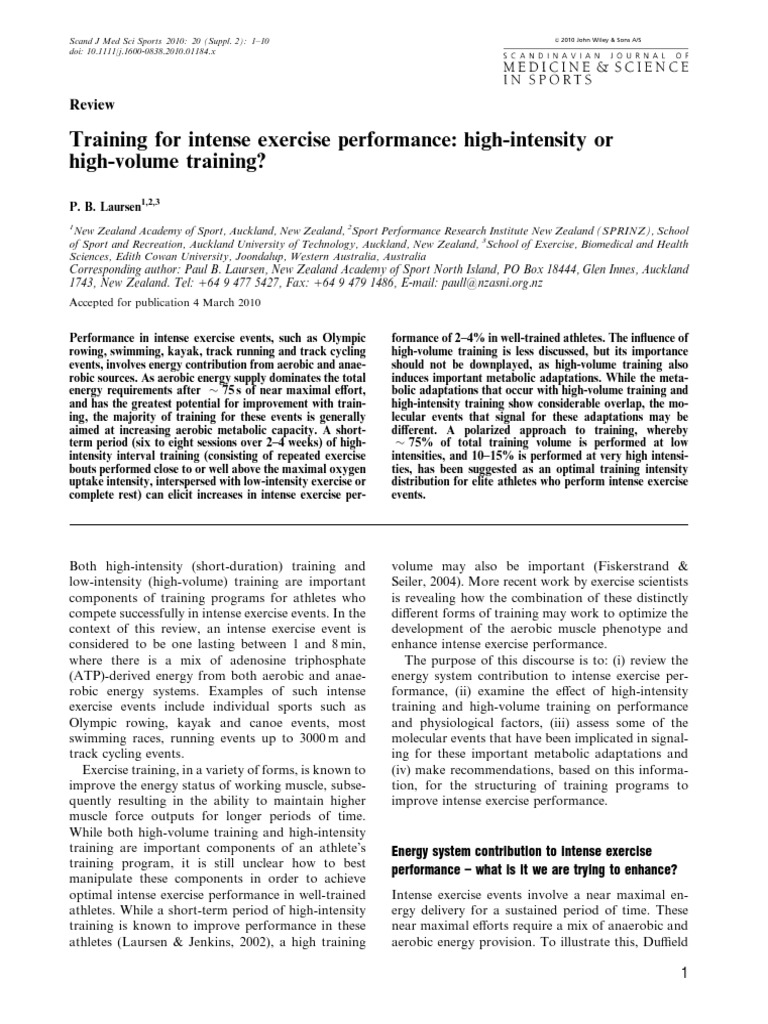 High Intensity Versus Low Intensity High Volume Training | PDF