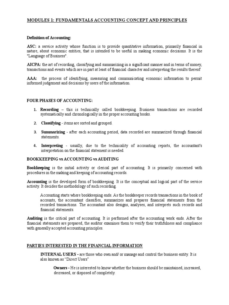 Modules 1 | PDF | Sole Proprietorship | Accounting