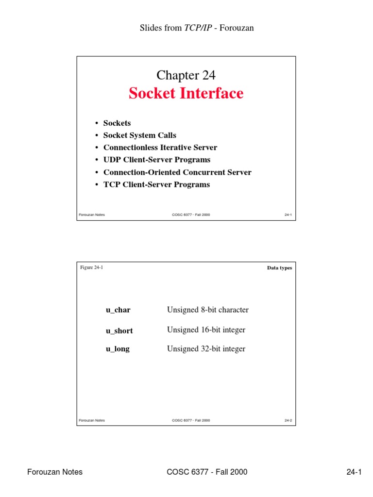 Slides From TCP/IP - Forouzan | PDF | Network Socket | Internet Protocols