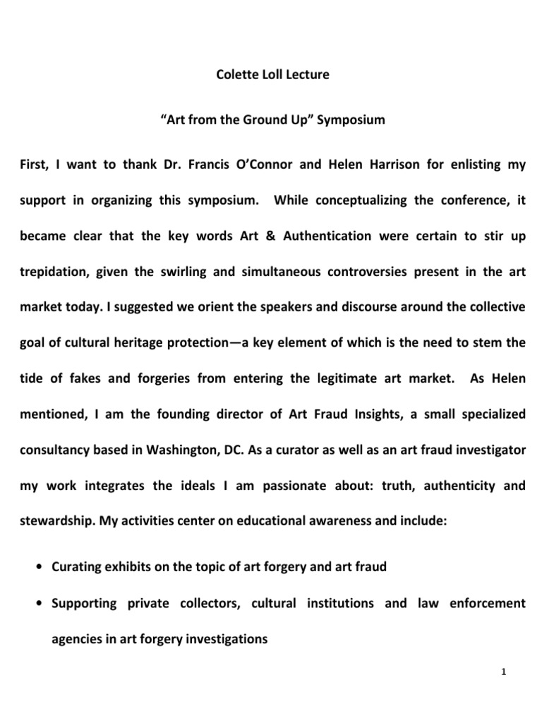 Art From The Ground Up Lecture Text | PDF | Fraud | Counterfeit
