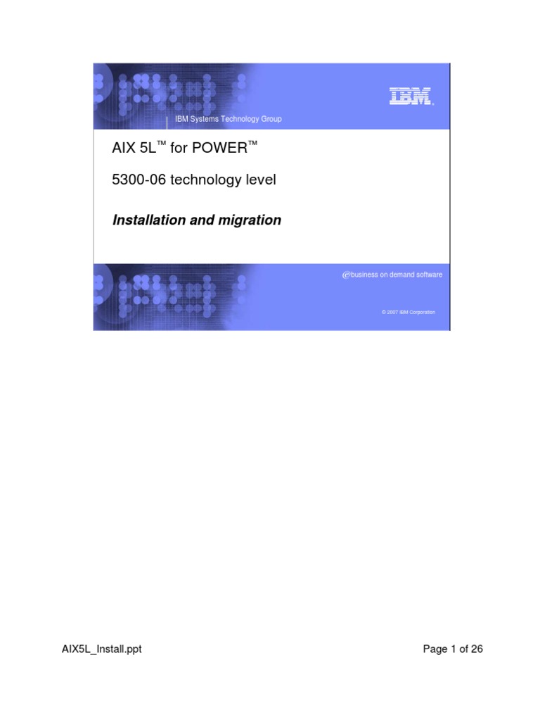 Aix 5l For Power 5300 06 Technology Level Installation And Migration