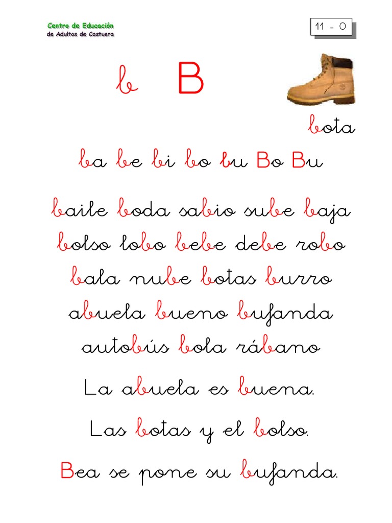Metodo de Lectoescritura Letra B | PDF | Deportes y actividades al aire ...