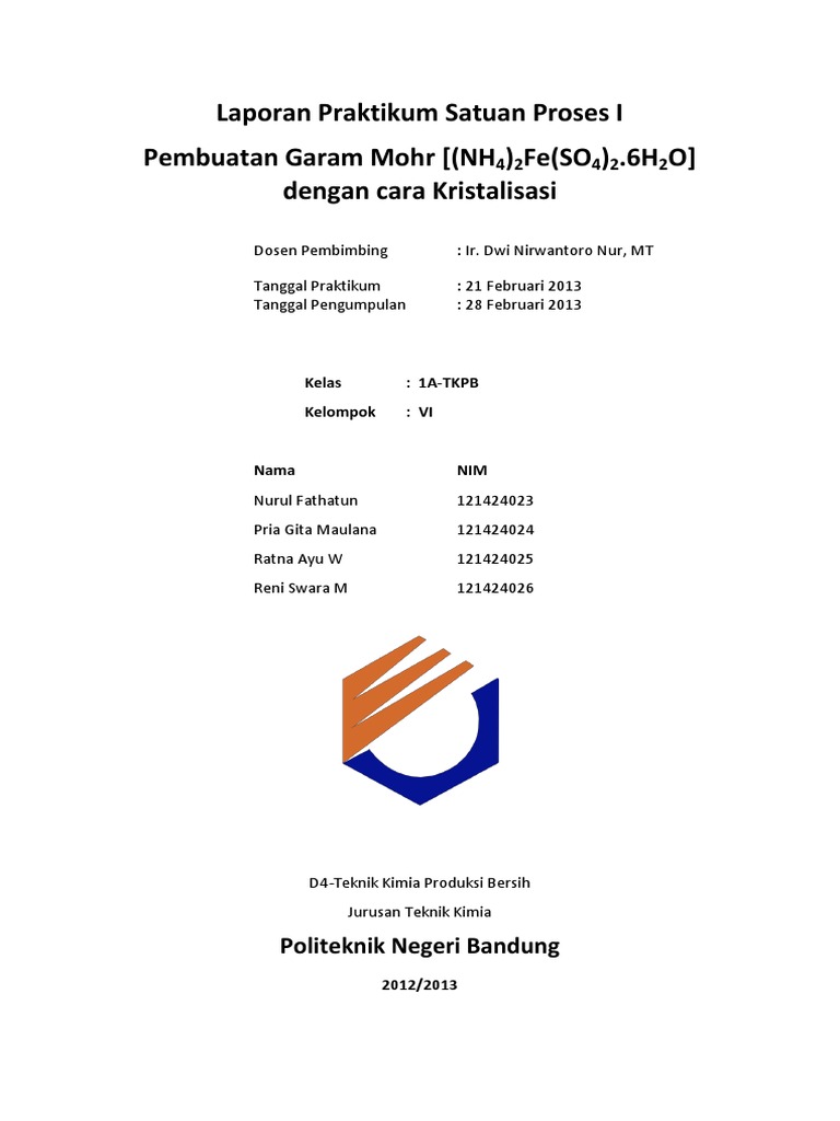 Pembuatan Garam Mohr Melalui Kristalisasi | PDF