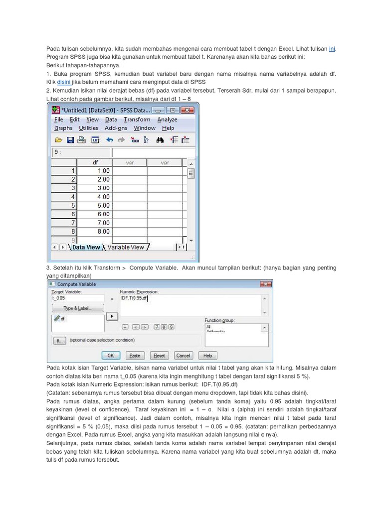 T Tabel Spss | PDF | Seni & Disiplin Bahasa | Metode & Bahan Ajar