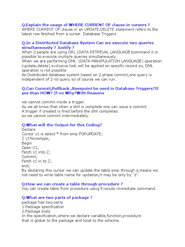 PL/SQL Interview Questions | PDF | Pl/Sql | Sql