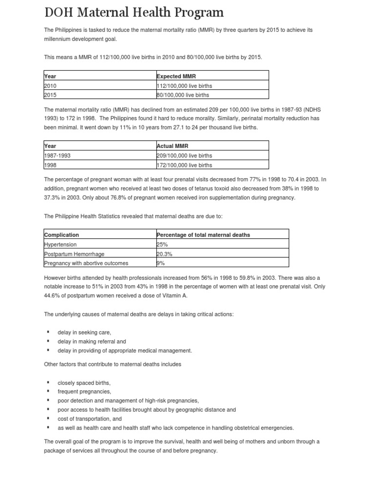 DOH Maternal Health Program | Maternal Death | Childbirth | Free 30-day ...