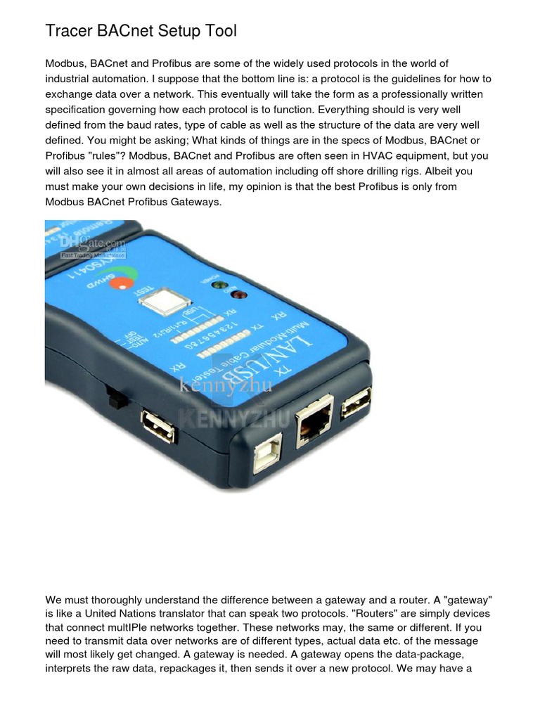 Tracer BACnet Setup Tool | PDF | Communications Protocols | Gateway ...