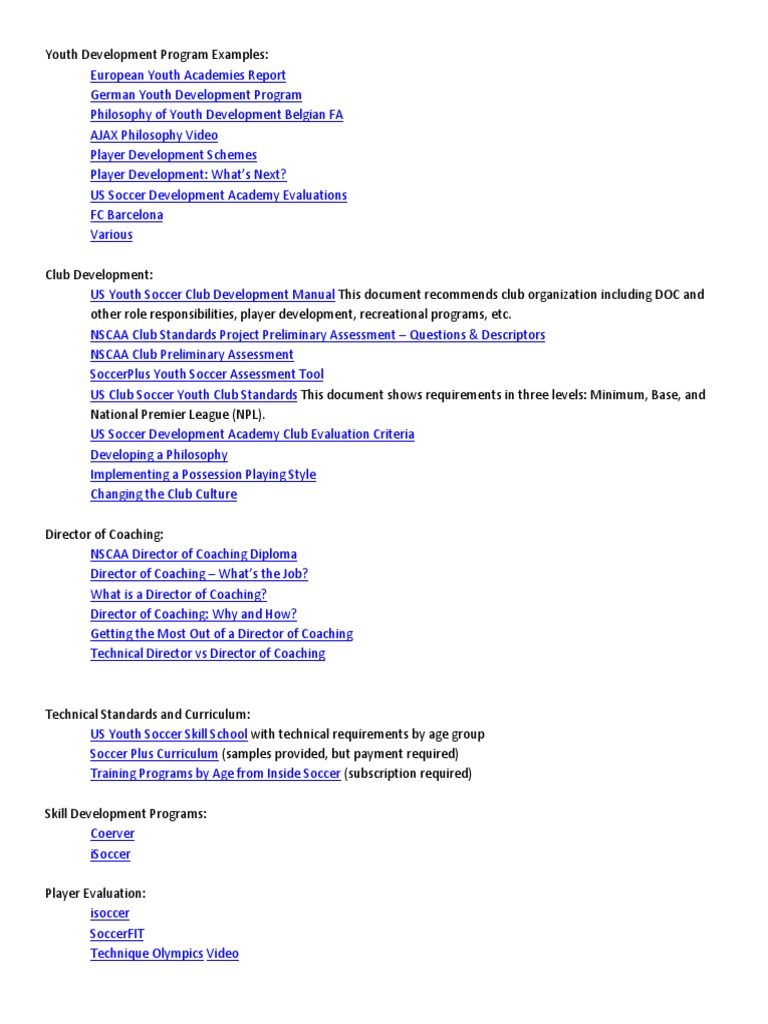 Soccer Club Development Links | PDF | Career & Growth