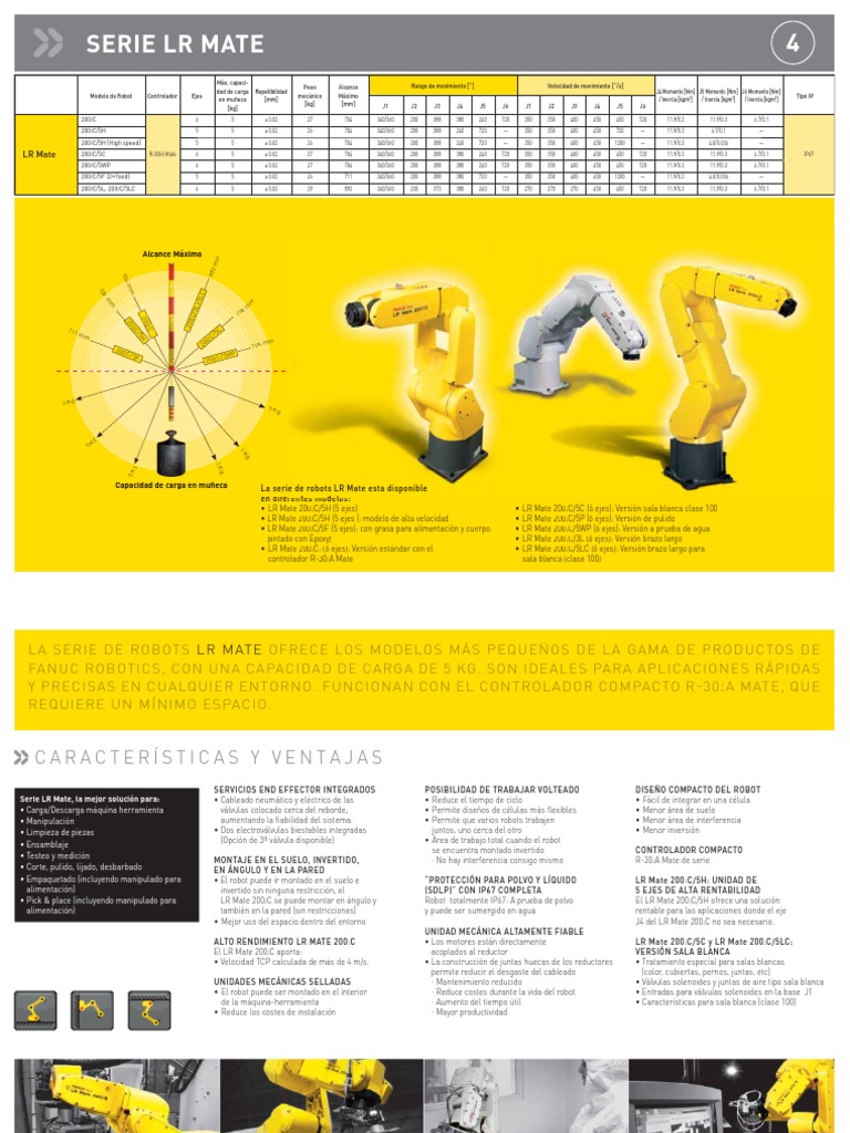 Especificaciones Del Brazo Robótico Fanuc Pdf Robot Robótica