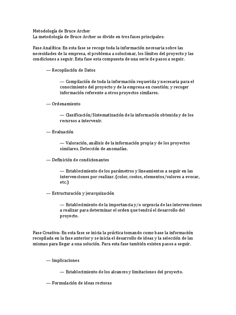 Metodología de Bruce Archer | PDF | Diseño | Información