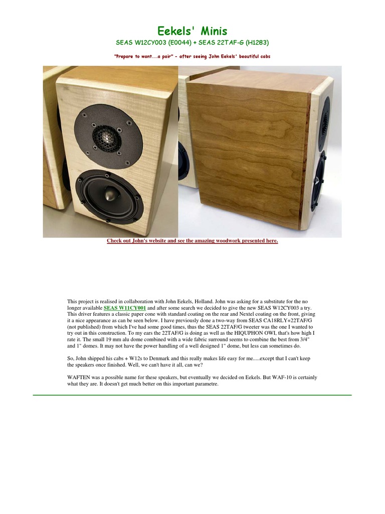 Eekels' Minis | PDF | Loudspeaker | Signal Processing
