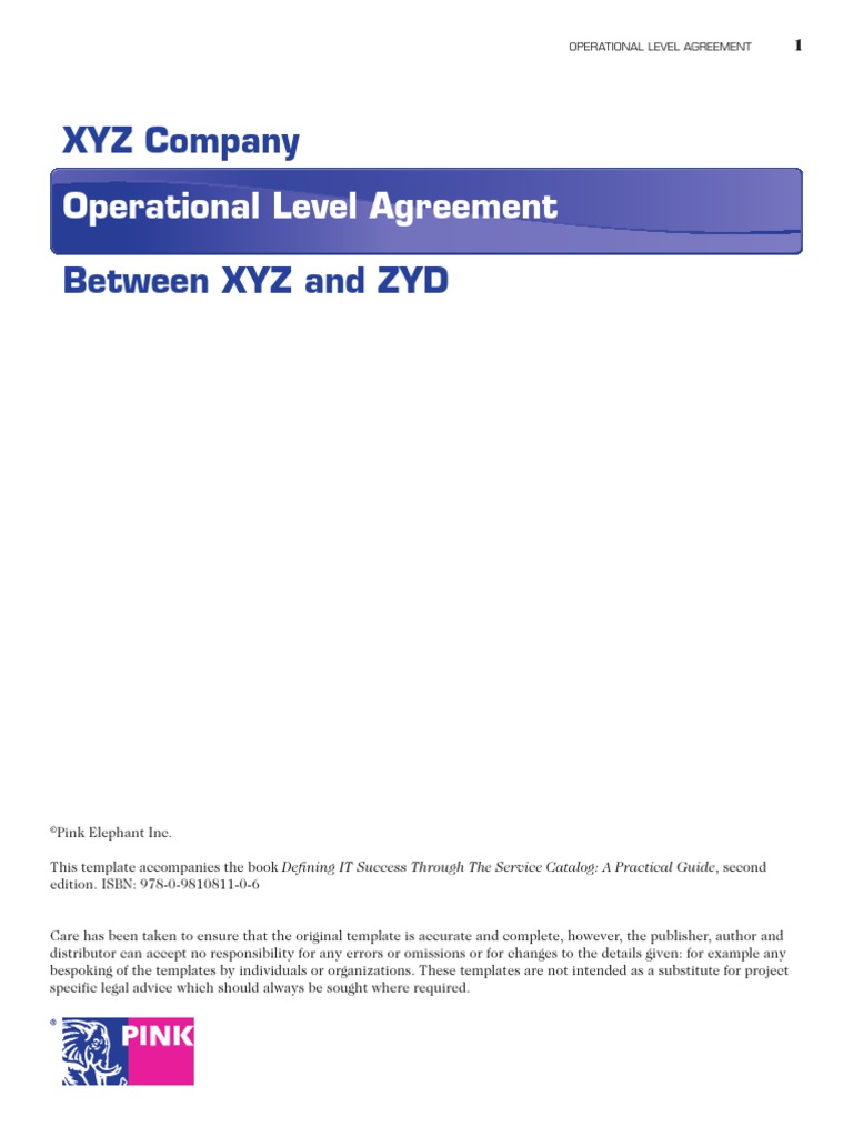 OLA Sample | Itil | Service Level Agreement