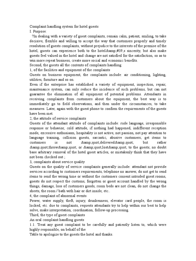 Hotel+Guest+Complaint+Handling+System | Sympathy | Business