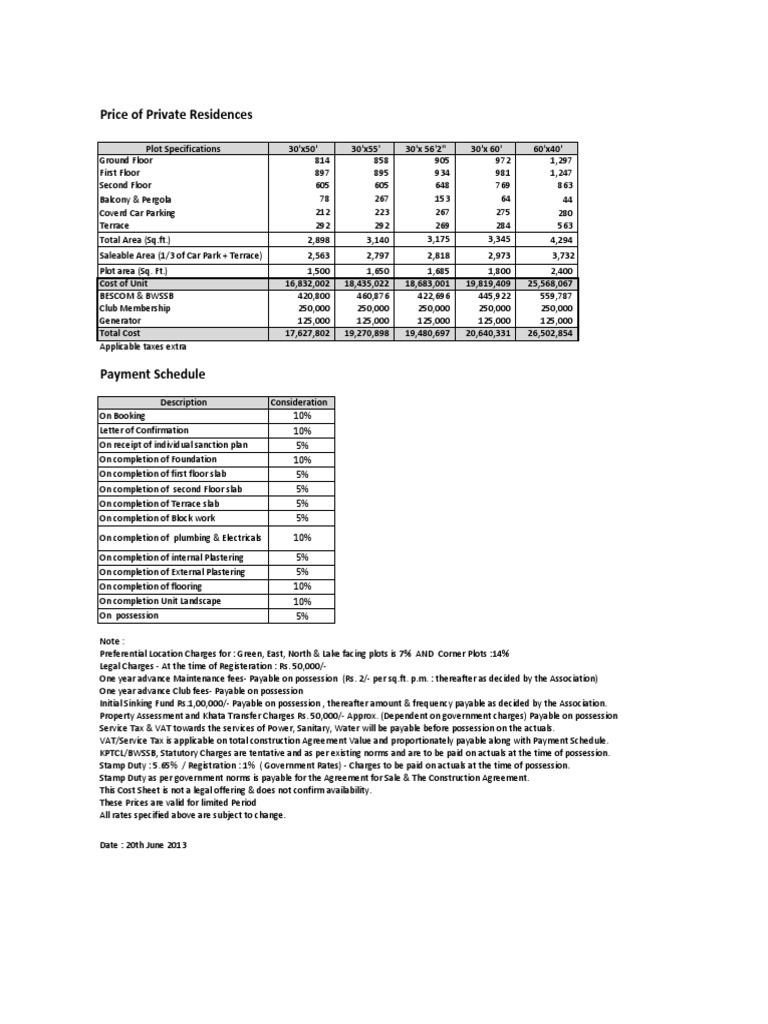 RBD Still Waters Rate Sheet | PDF | Public Economics | Taxes