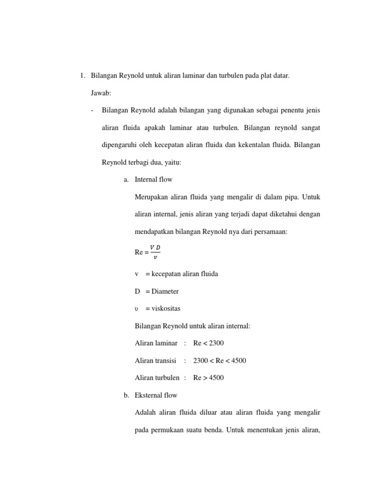 Bilangan Reynold pada Aliran Fluida | PDF