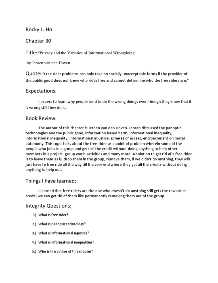 Privacy and The Varieties of Informational Wrongdoing | PDF | Public ...