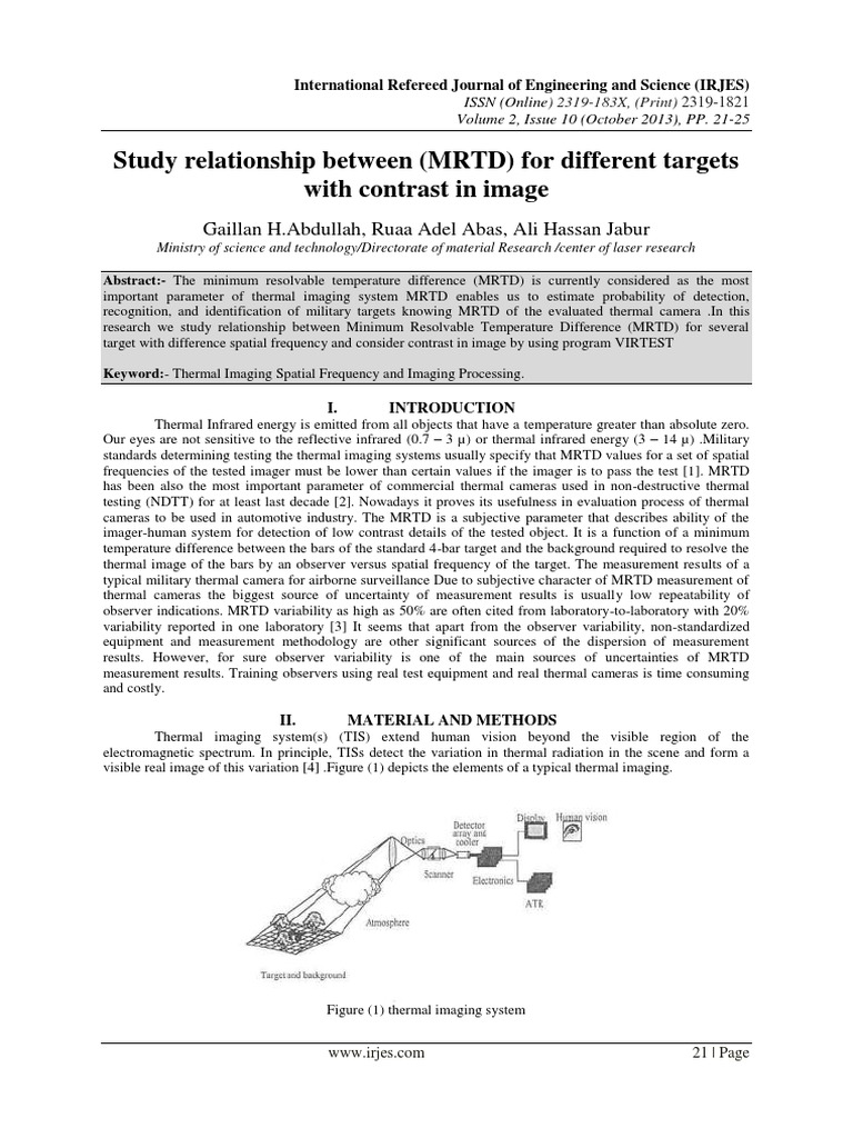 Thermal Imaging MRTD Analysis | PDF
