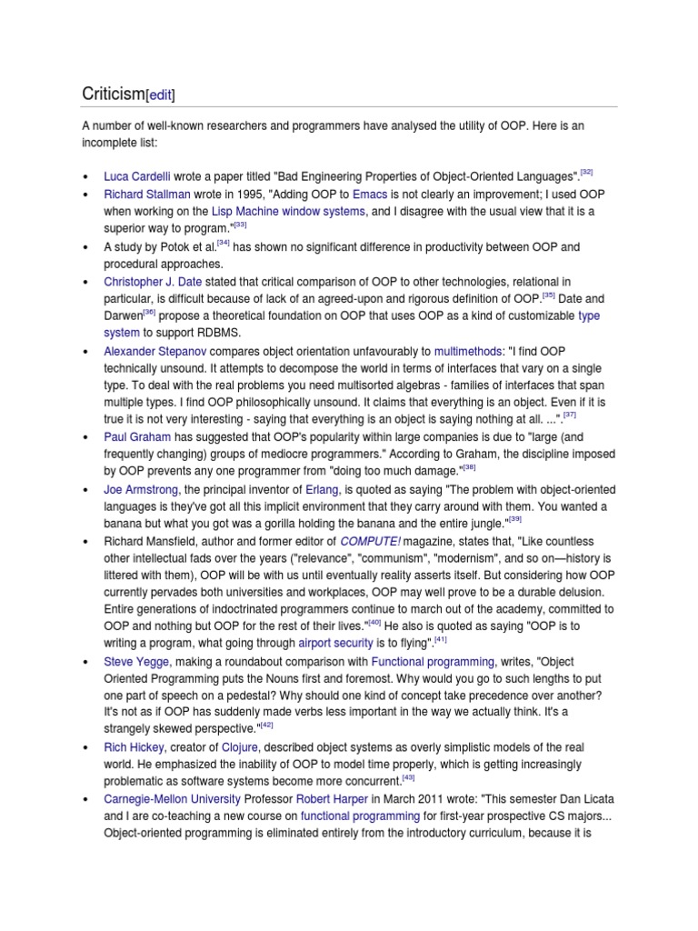 Criticism | PDF | Object Oriented Programming | Formal Methods
