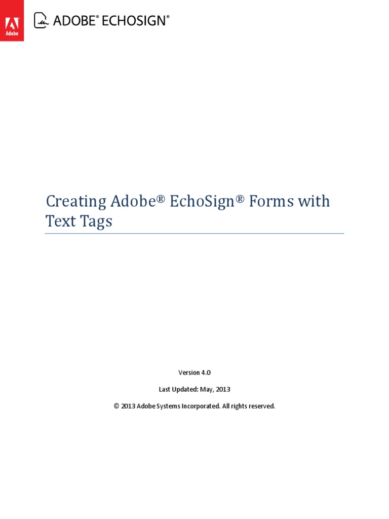 Adobe EchoSign Text Tag Documentation | PDF | Regular Expression ...