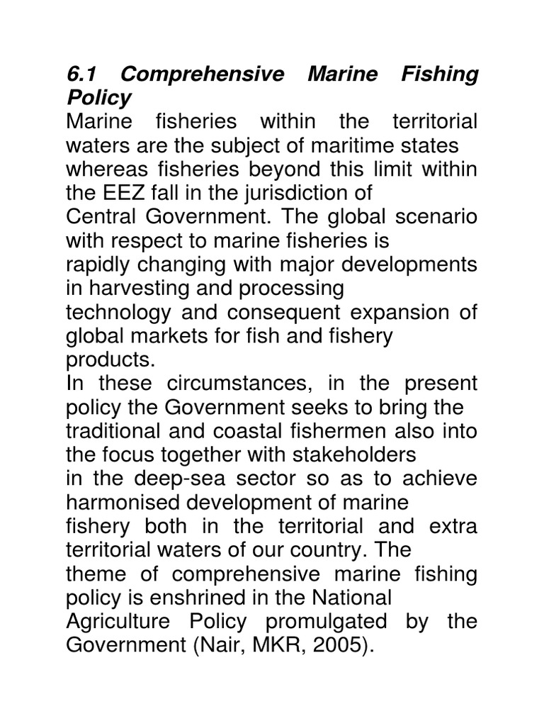 6.1 Comprehensive Marine Fishing Policy | PDF | Fishery | Sustainability