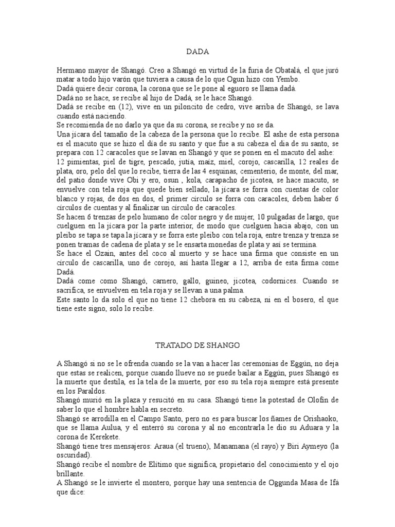 Ofrendas y Ritual de Shangó | PDF | Santeria | Religión y creencia