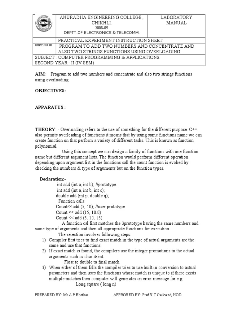 AIM: Program To Add Two Numbers and Concentrate and Also Two Strings Functions | PDF | Integer ...