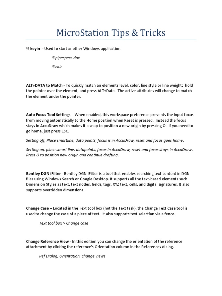 Tips and Tricks - Microstation | PDF | Menu (Computing) | Icon (Computing)