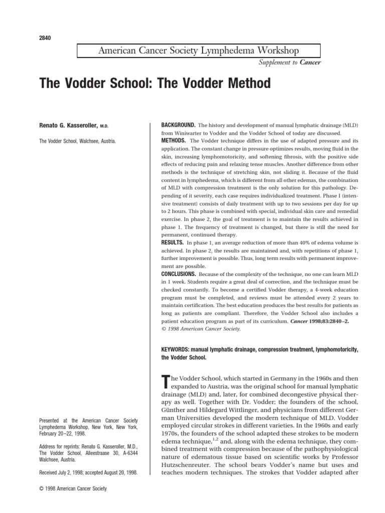 The Vodder School-The Vodder Method PDF | PDF | Edema | Health Care