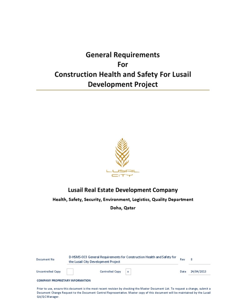 General Requirements For Construction Health and Safety For Lusail ...