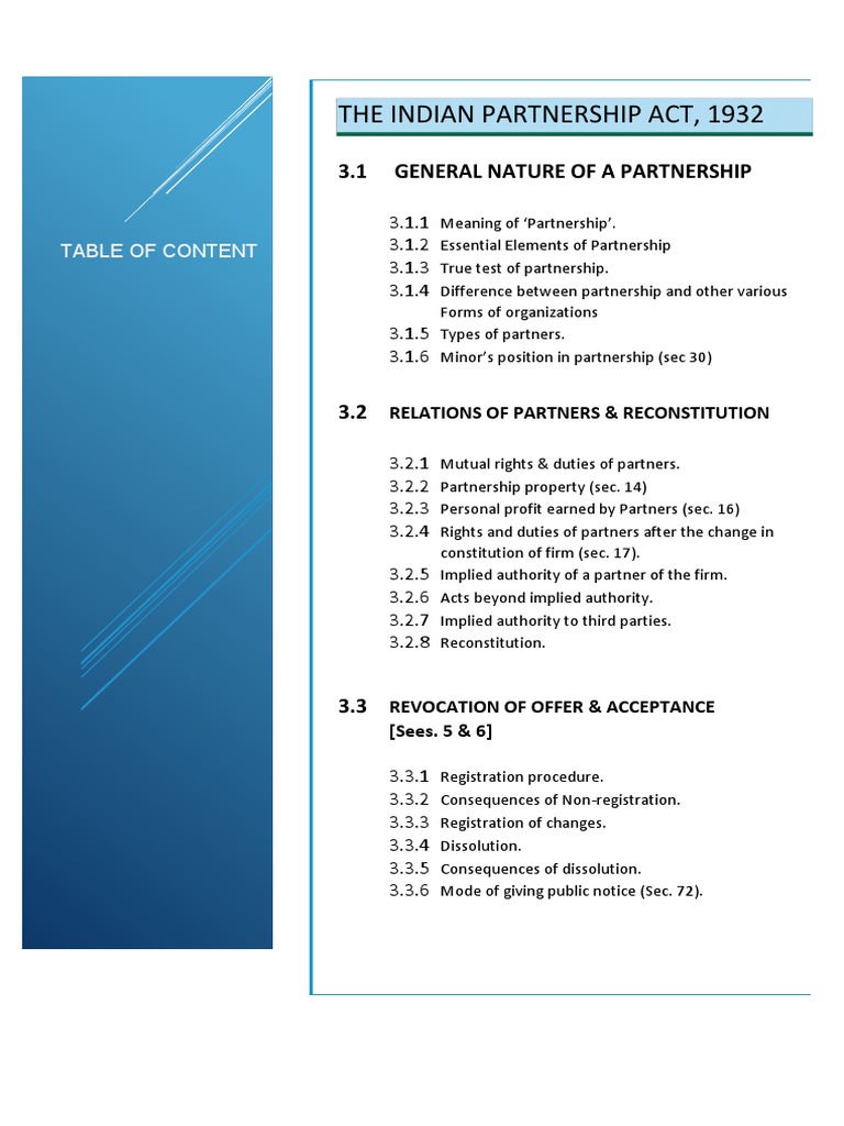 An Analysis of Key Concepts Regarding Partnerships Under The Indian ...