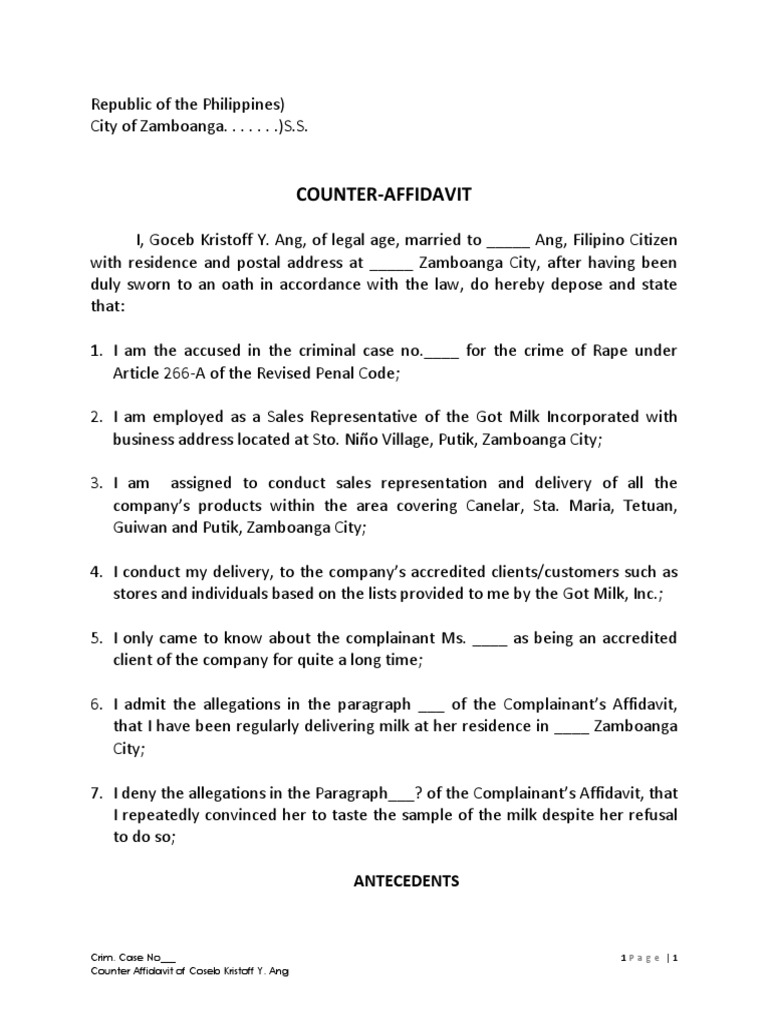 Counter Affidavit | PDF | Affidavit | Common Law Counter Affidavit | PDF | Affidavit | Common Law