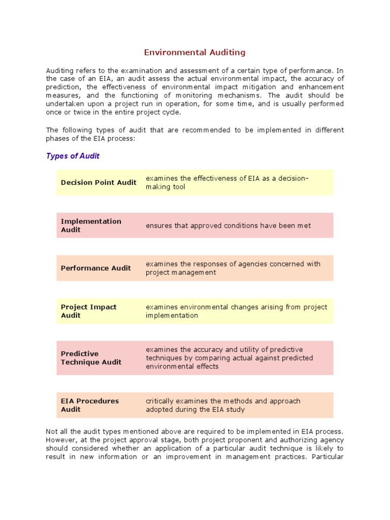 Environmental Auditing | PDF | Environmental Impact Assessment | Audit