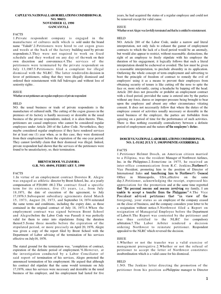 Labor Relations Cases | PDF | Employment | Collective Bargaining