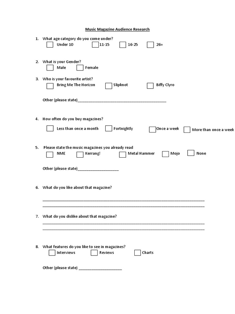 Music Magazine Audience Research | PDF