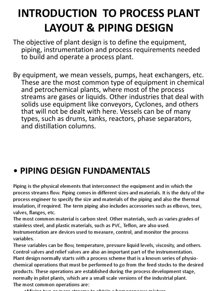 Introduction To Process Plant Layout & Piping Design | PDF | Pipe ...