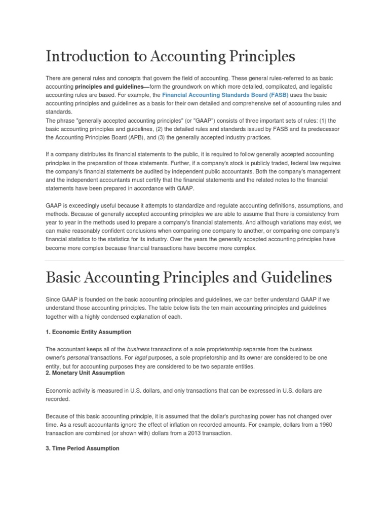 Introduction To Accounting Principles | PDF | Generally Accepted ...