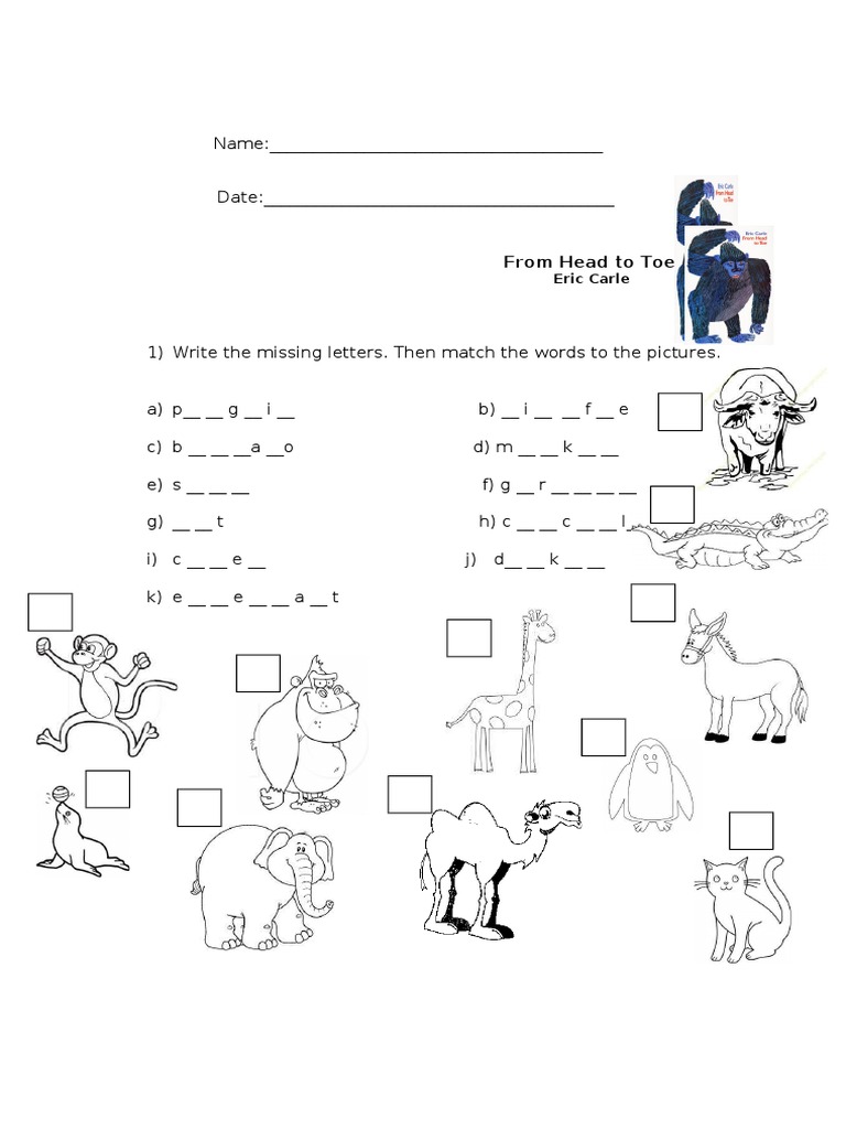 Eric Carle's "From Head to Toe" Activities | PDF | Language Arts ...