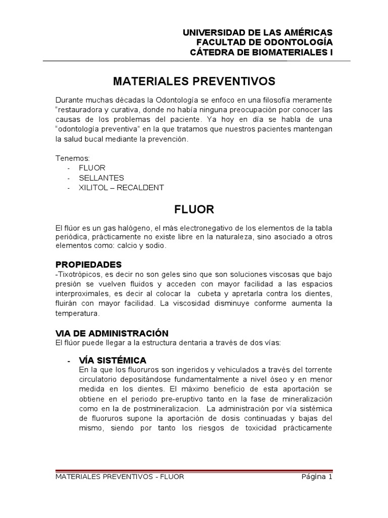 Clase de Fluor | PDF | Diente humano | Higiene oral