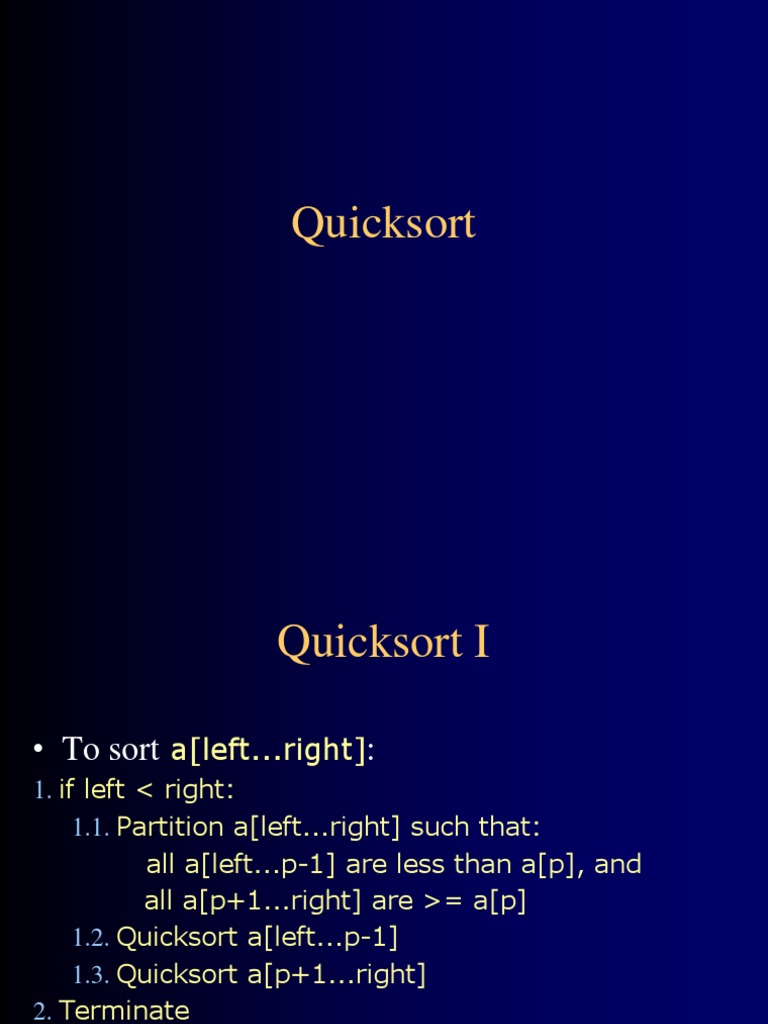 Quick Sort | PDF | Theoretical Computer Science | Combinatorics Quick Sort | PDF | Theoretical Computer Science | Combinatorics