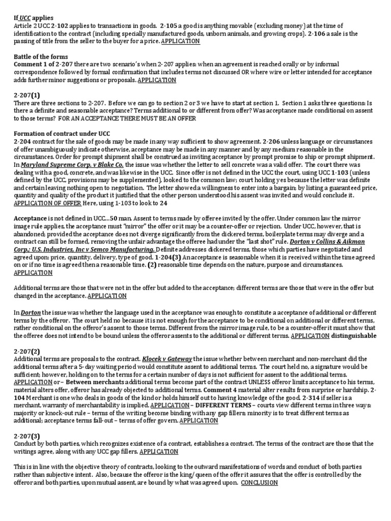 Battle of Forms | PDF | Offer And Acceptance | Uniform Commercial Code
