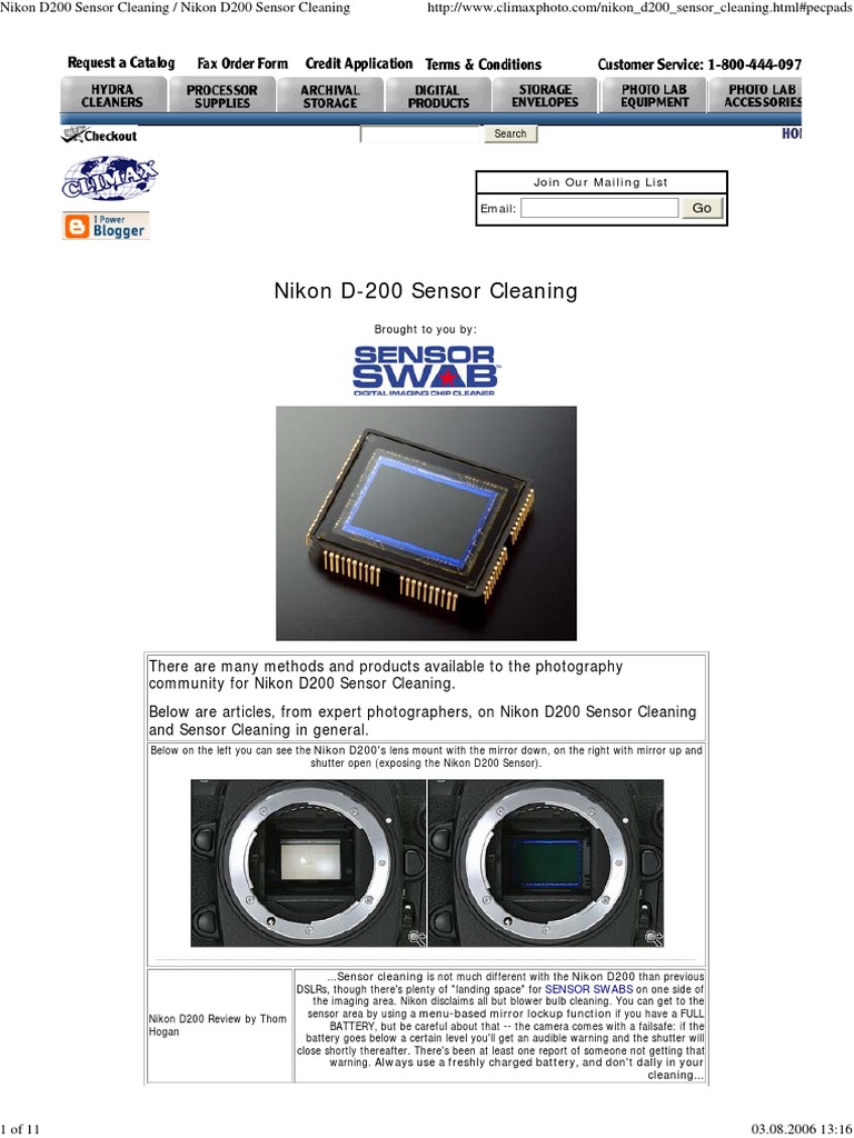 Nikon D200 Sensor Cleaning | PDF | Digital Single Lens Reflex Camera ...