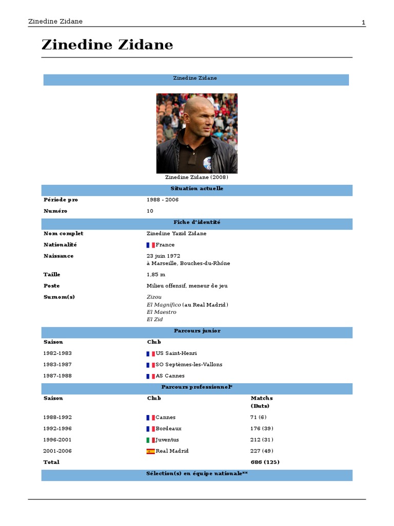 Zinedine Zidane PDF | PDF | Real Madrid CF | Coupe du monde de football
