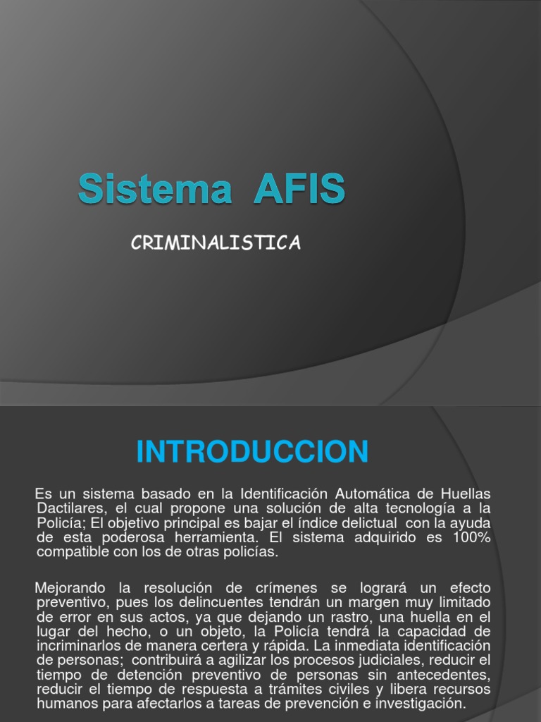 Sistema AFIS | PDF | Huella dactilar | Biometría