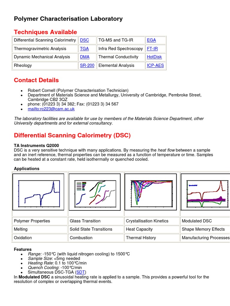 Polymer Characterisation Techniques Guide | PDF | Differential Scanning ...