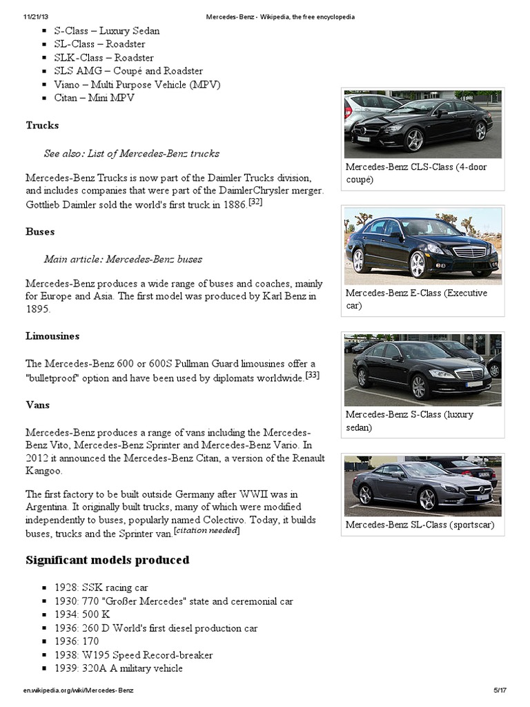 Mercedes-Benz Vehicle Overview | PDF