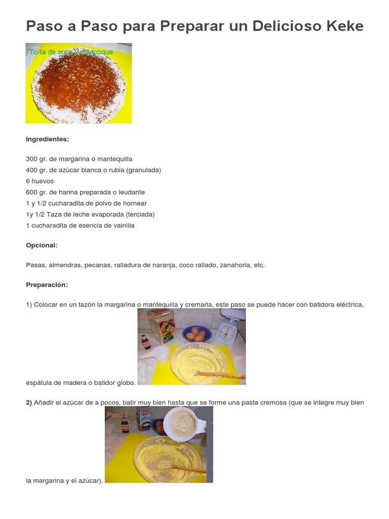 Elaboración de Keke | Descargar gratis PDF | Postres | Cocina